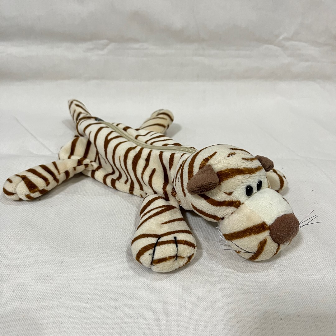 NICI Tiger Pencilcase Beige and Brown Plush Pouch, Hobbies & Toys, Toys ...
