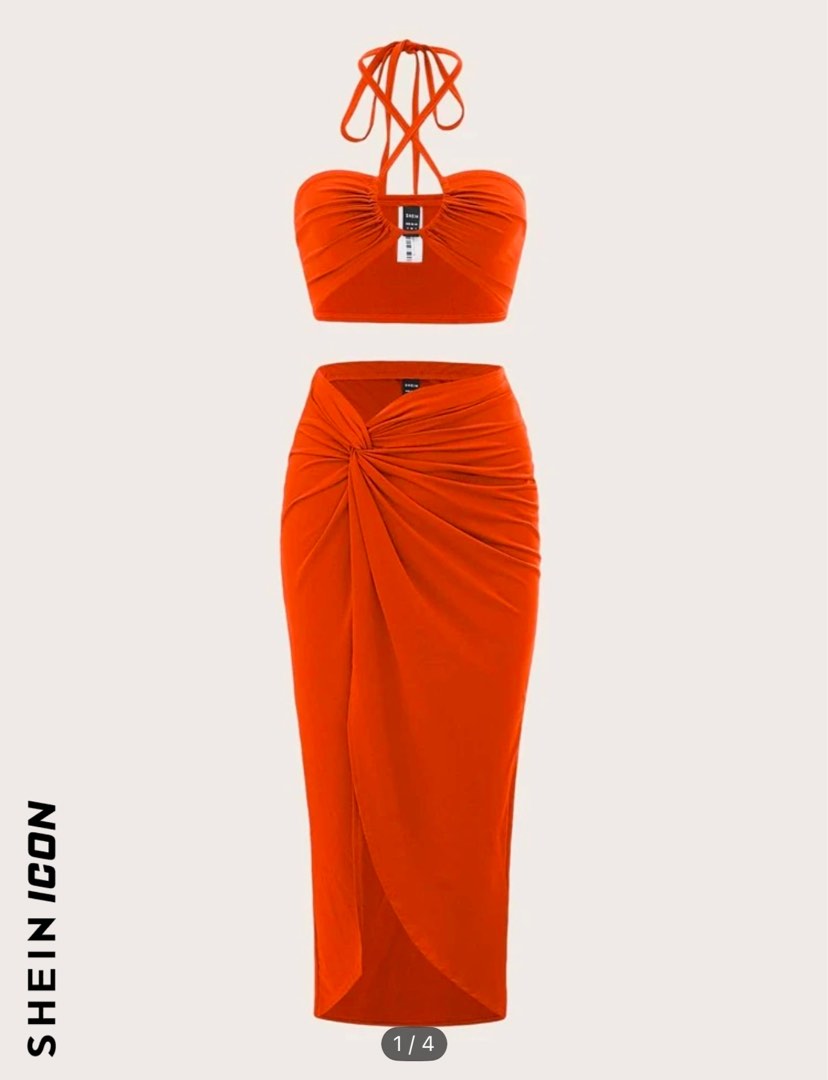 Orange summer coords, Women's Fashion, Dresses & Sets, Sets or ...