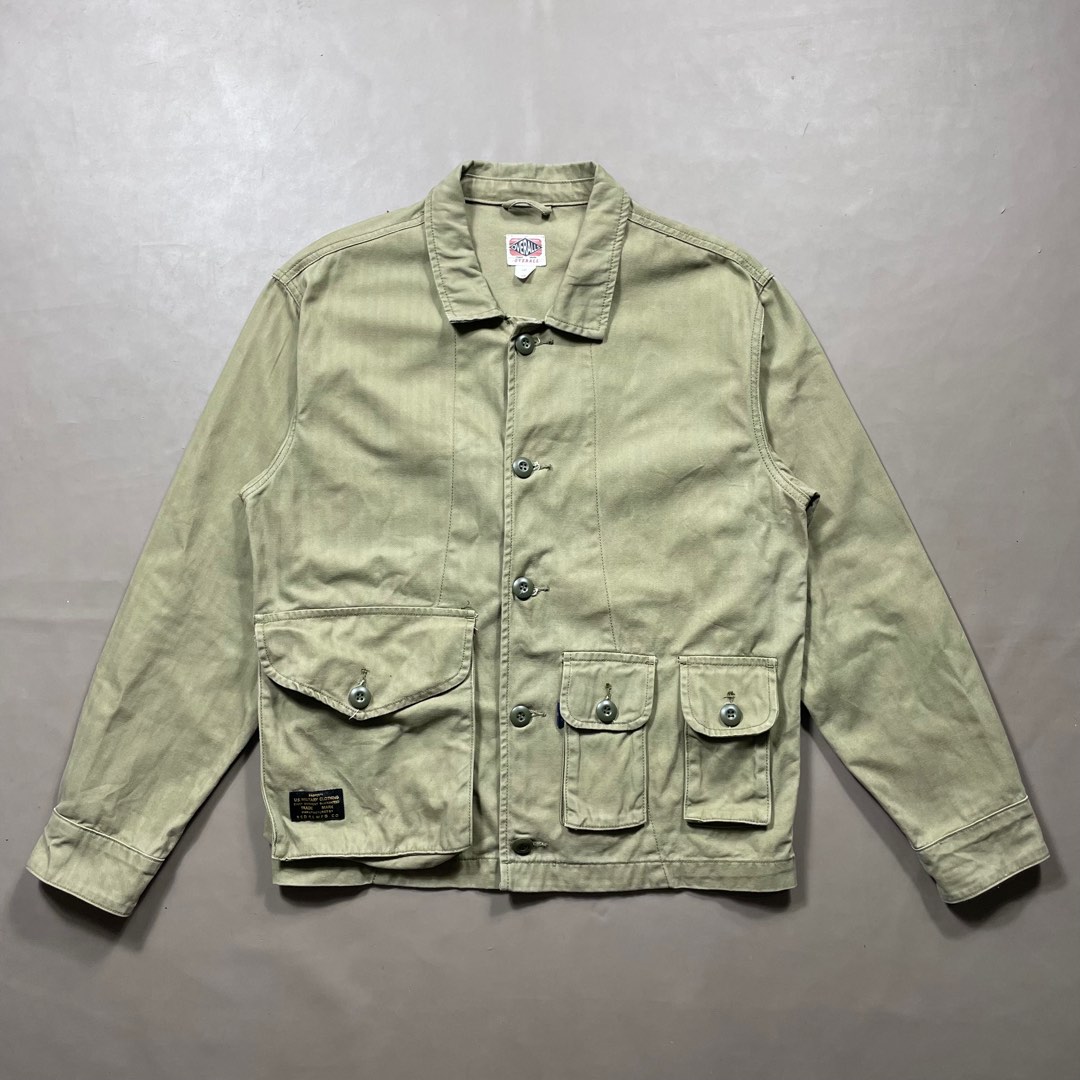 RED RUGGISON TWILL MILITARY WORK JACKET OLIVE, Men's Fashion, Coats ...