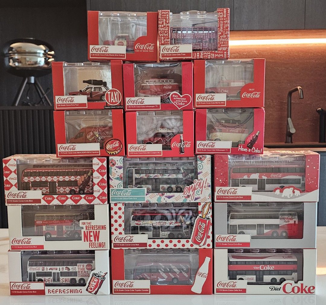 Set of 21 Tiny Coca Cola Coke Diecast toy car bus taxi 1/64, Hobbies ...