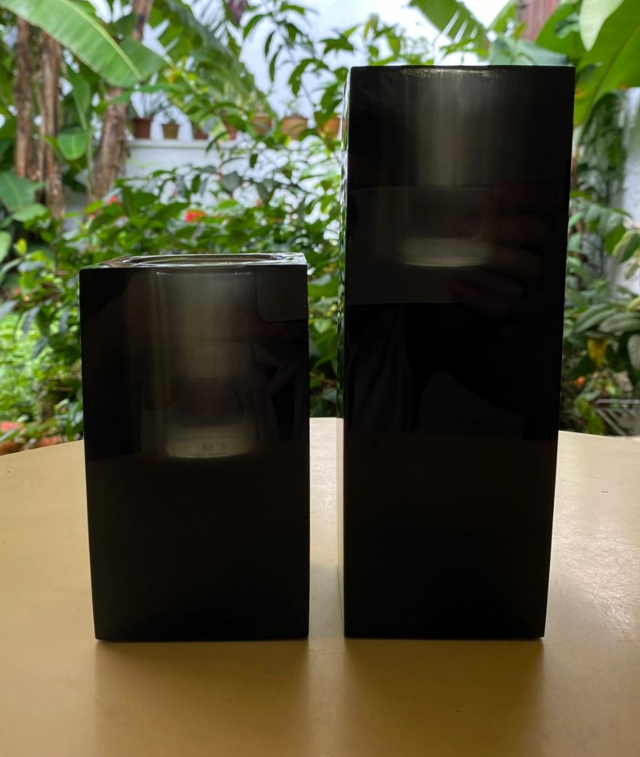 Square dark Perspex candle holders, Furniture & Home Living, Home Decor ...