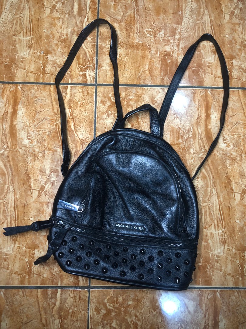 Tas ransel mini MK michael kors backpack full black stud hw authentic ...