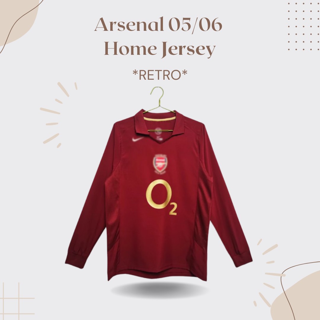Vintage Arsenal 05/06 Retro Home Long Sleeve Football Jersey Bola Jersi ...