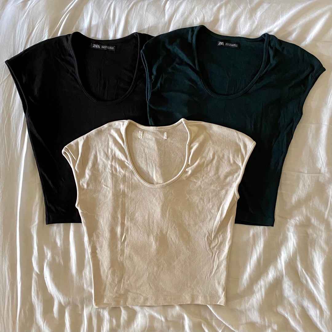Zara Scoop Neck Semi Crop Top Set, Women's Fashion, Tops, Shirts on ...