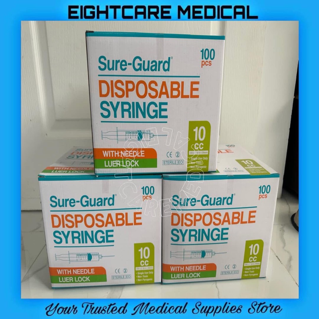 10cc/ml SYRINGE SUREGUARD 100pieces, Health & Nutrition, Medical ...