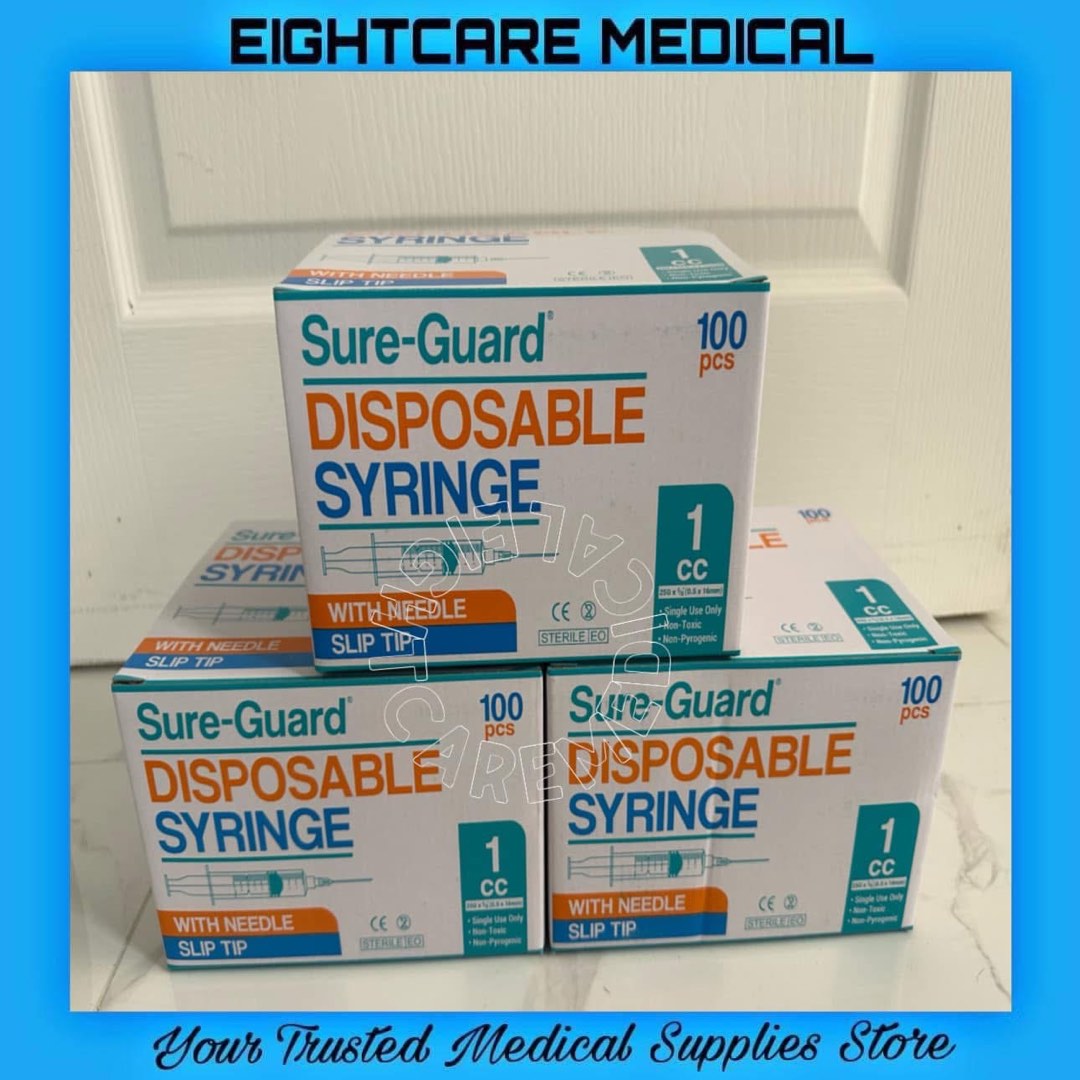 1cc/ml Syringe Sureguard 100pieces, Health & Nutrition, Medical ...