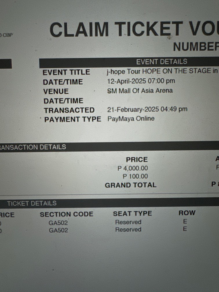 2 ADJACENT UNCLAIMED J-HOPE ON THE STAGE IN MANILA, Tickets & Vouchers ...