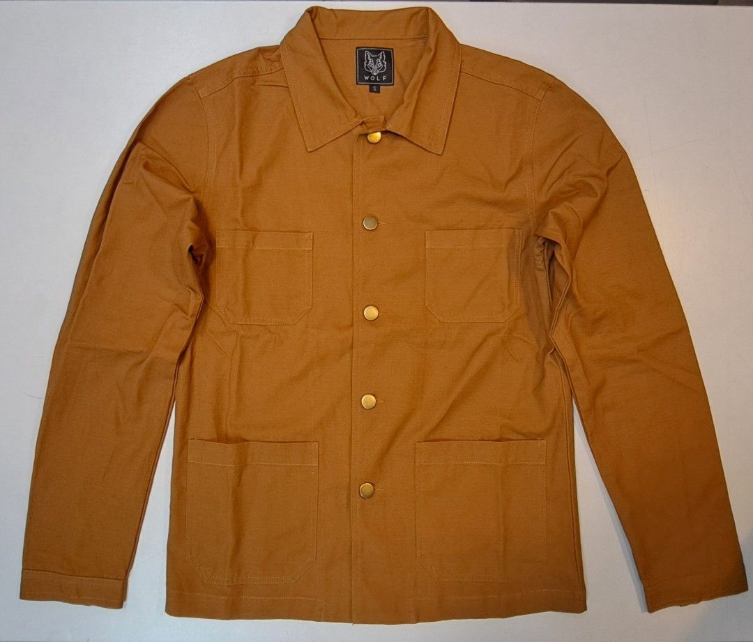 60s style French chore jacket duck brown cotton canvas, Men's Fashion ...