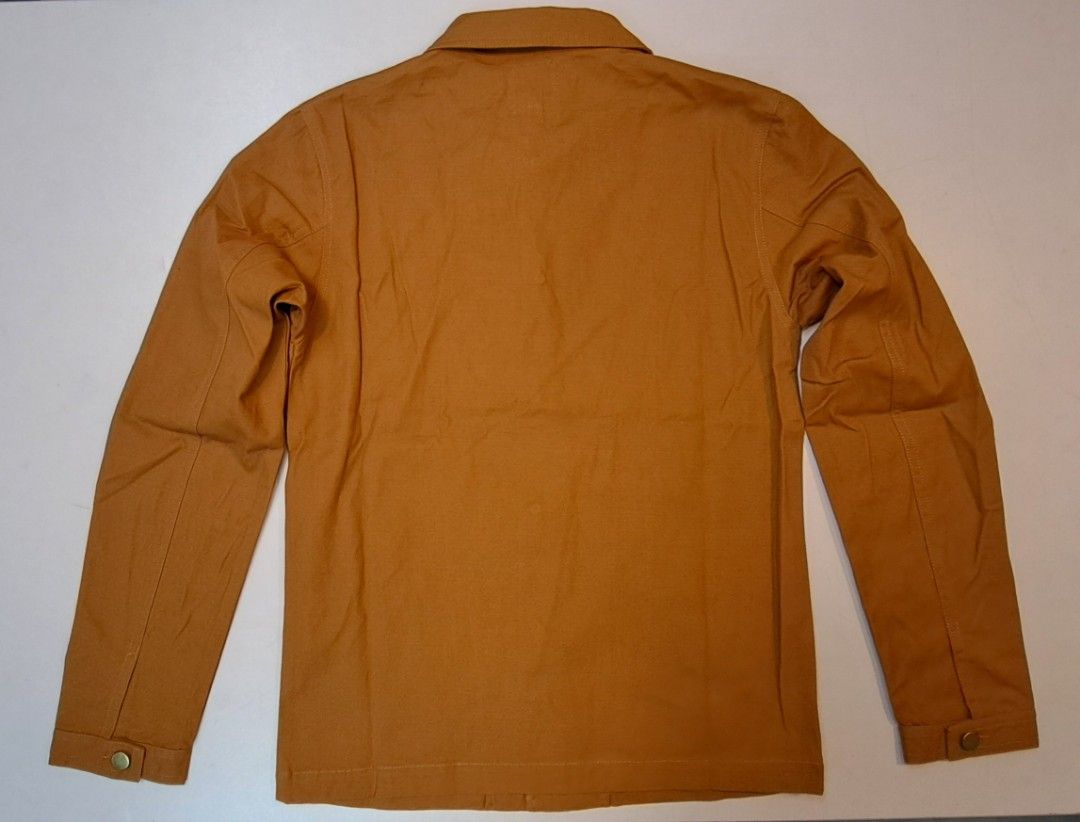 60s style French chore jacket duck brown cotton canvas, Men's Fashion ...
