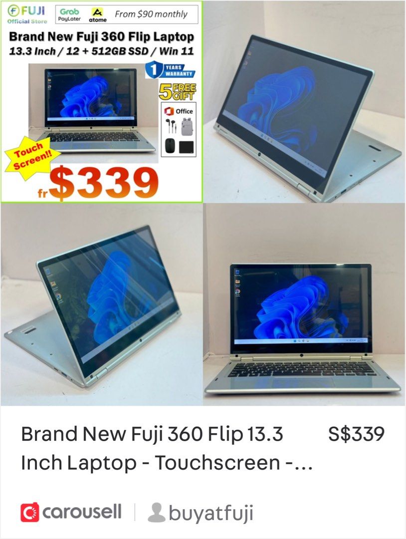 Fuji 360 Flip 13.3 Inch Laptop - Touchscreen - Up To 12GB RAM + 512GB ...