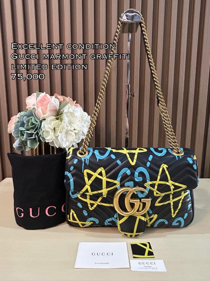 Gucci marmont graffiti (limited edition), Luxury, Bags & Wallets on ...