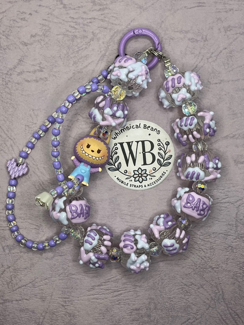 Handmade Popmart Labubu Hug Series Pop Bean Handphone Strap/ Bag Charm ...