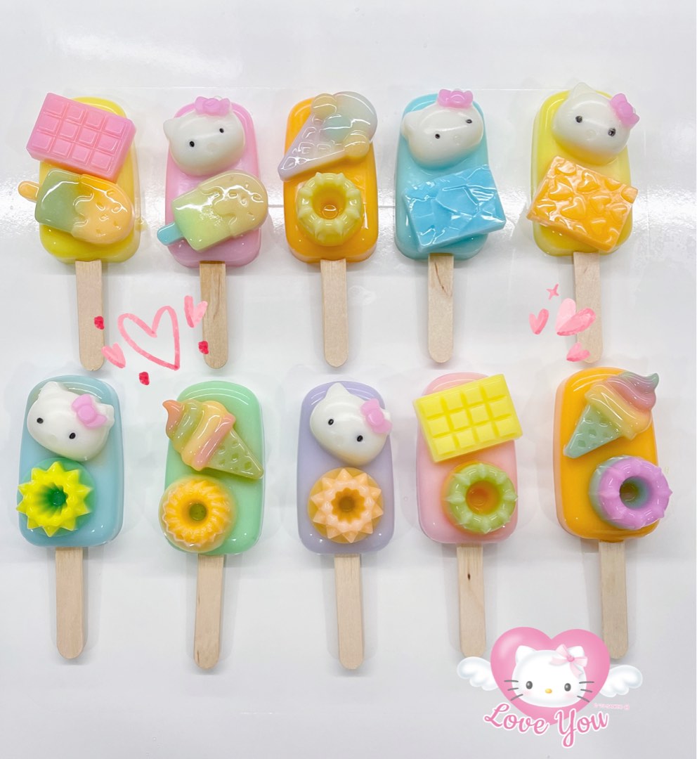 Hello Kitty Popsicle | Hello Kitty Agar Jelly Popsicle, Food & Drinks ...