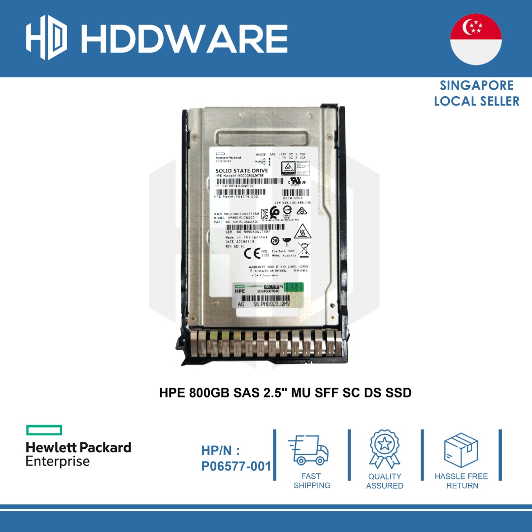 HPE 800GB SAS 2.5" MU SFF SC DS SSD // P06577-001 // P04527-B21 ...