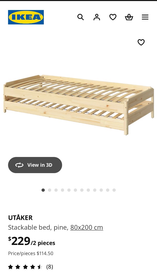 IKEA Stackable Bed, Furniture & Home Living, Furniture, Bed Frames ...
