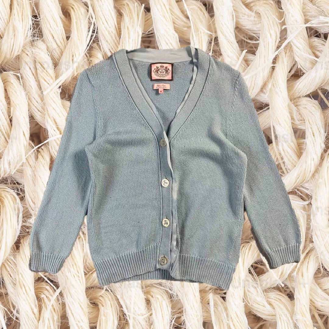 Juicy Couture Knitted Powder Blue Cardigan, Women's Fashion, Coats ...