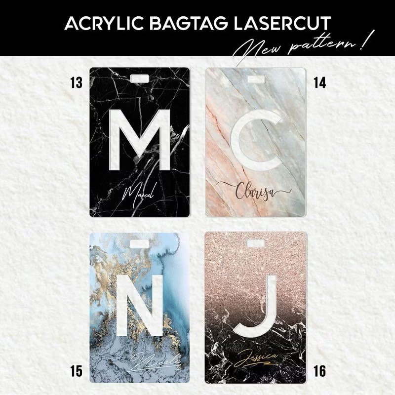 MARBLE BAG TAG ACRYLIC LASER CUT LUGGAGE TAG CUSTOM SOVENIER TRAVEL ...