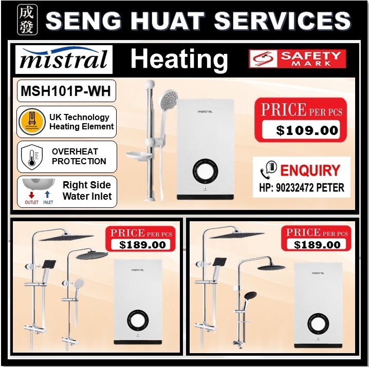 MISTRAL MSH101P-WH [ WHITE ] INSTANT WATER HEATER, TV & Home Appliances ...