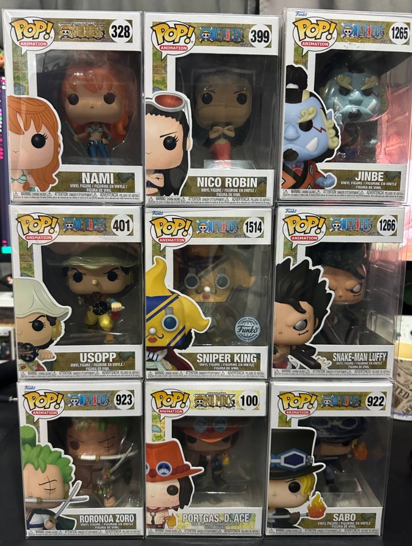 One Piece Funko Pop - Zoro, Sniper King, Ace, Jinbe, Snakeman Luffy ...