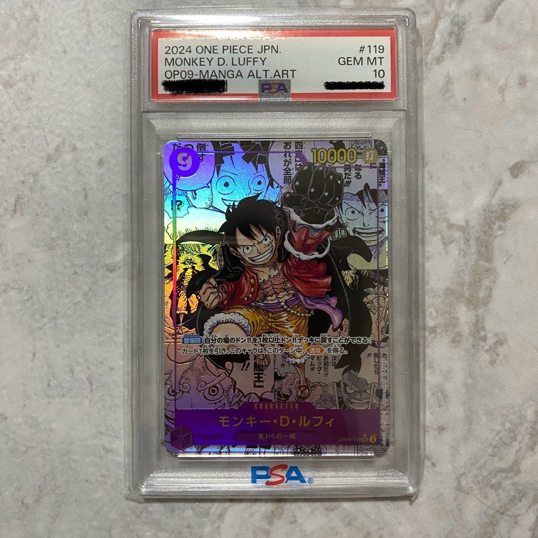 One Piece JPN Monkey D. Luffy OP09 Manga ALT ART #119 PSA 10, Hobbies ...