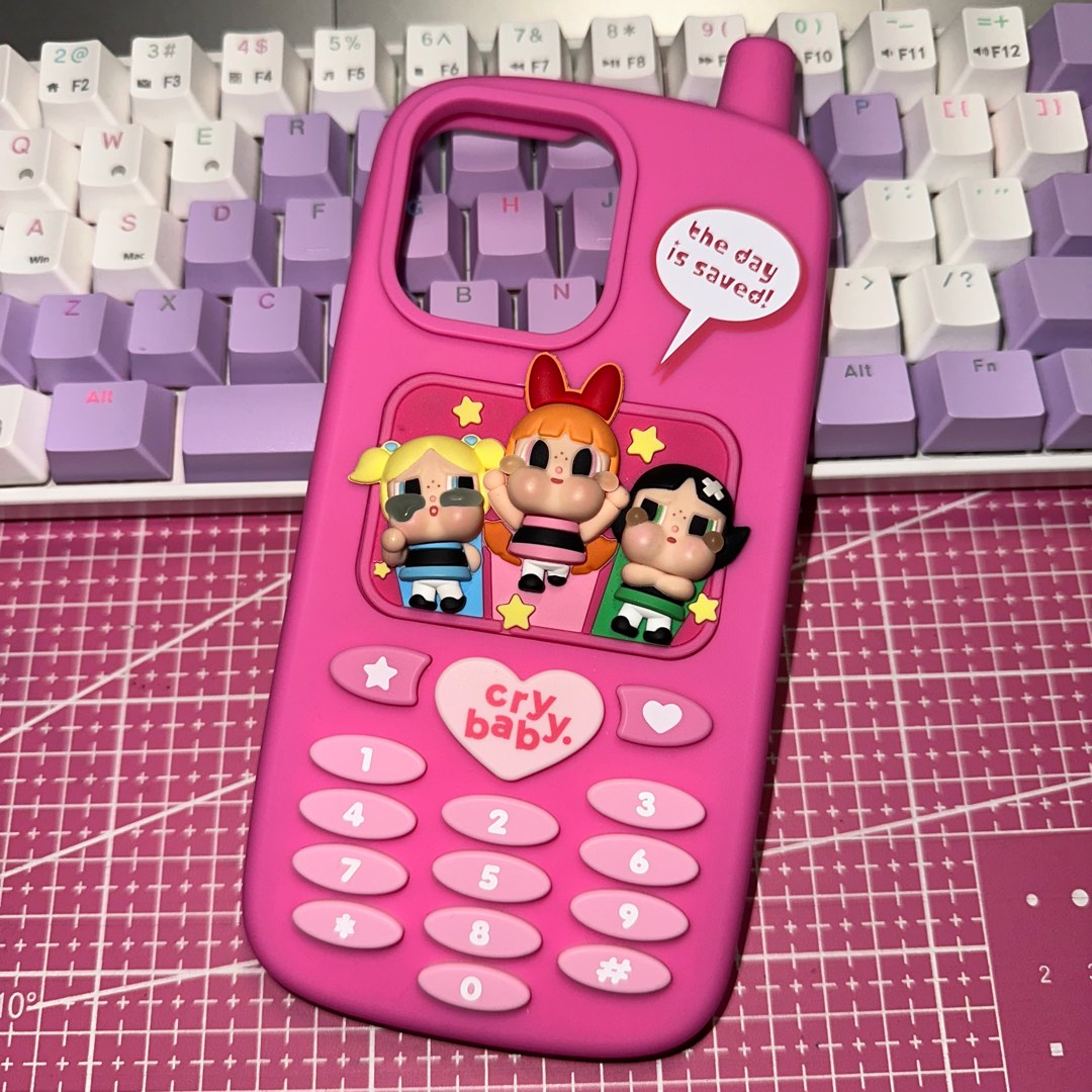 POPMART CBB Crybaby X PPG Powerpuff Girls Pink Case for iPhone 14 Pro ...