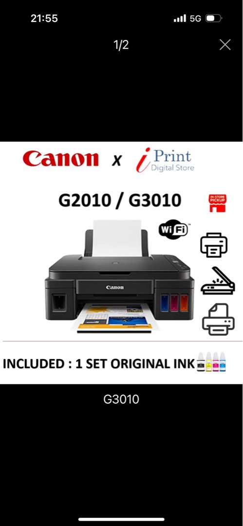Printer Canon Pixma G3010, Computers & Tech, Printers, Scanners ...
