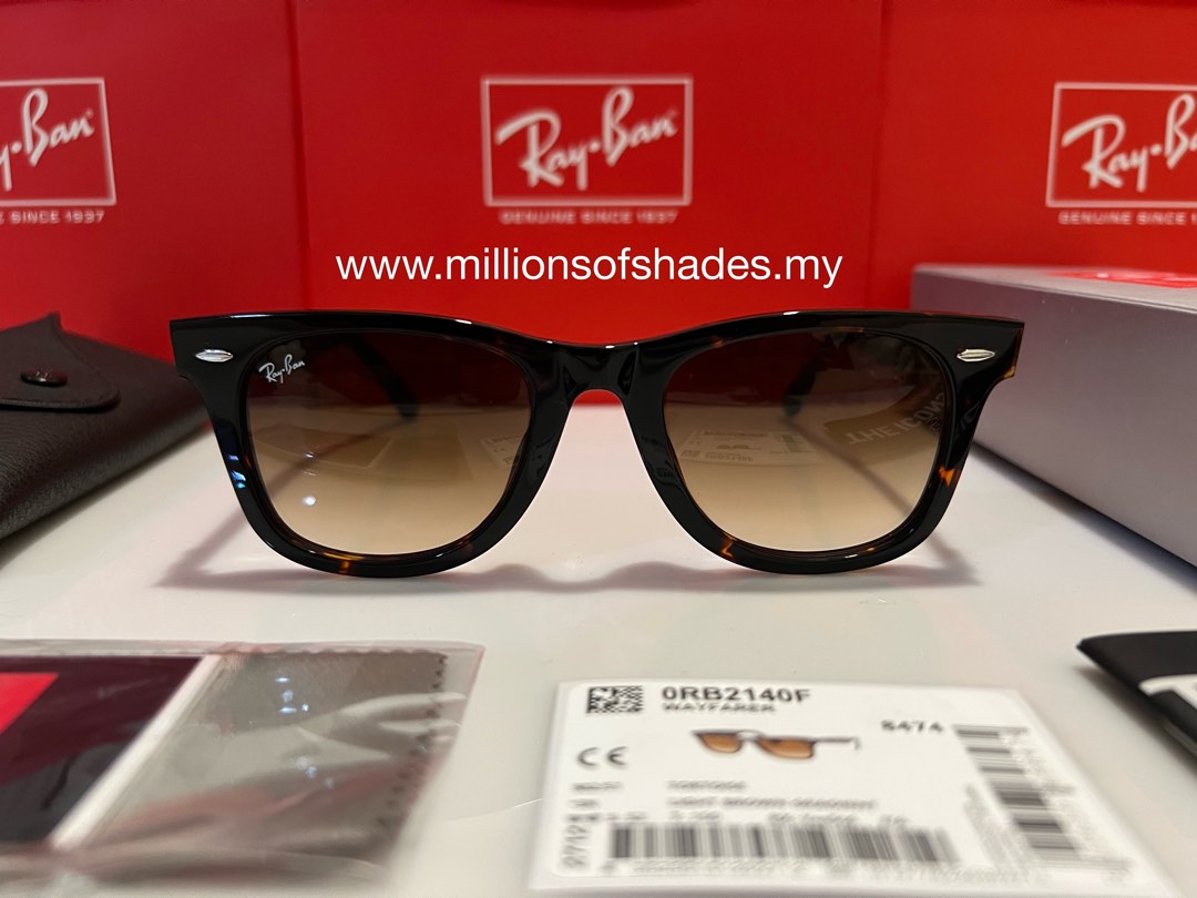 RB2140F Wayfarer Low Bridge - Tortoise Brown Gradient, Men's Fashion ...