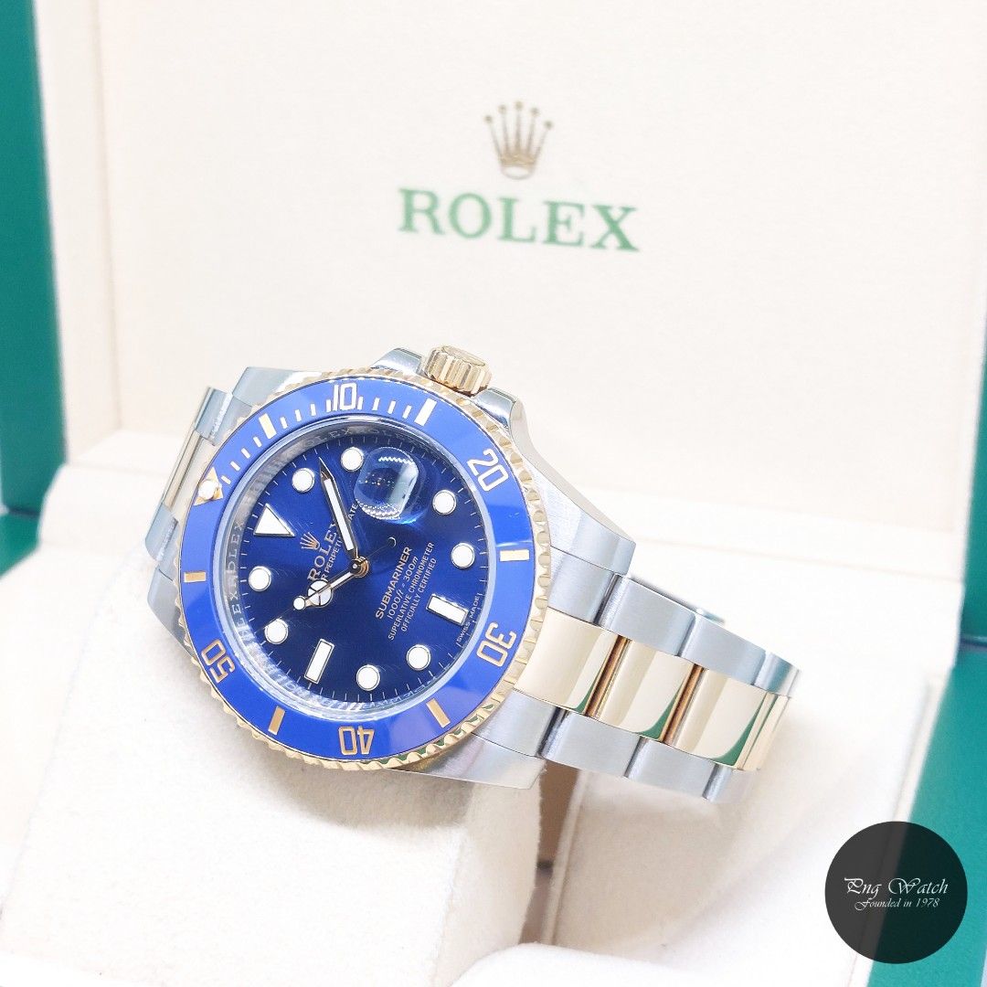 Rolex 40mm Oyster Perpetual 18K Half Yellow Gold Ceramic Bezel Blue ...
