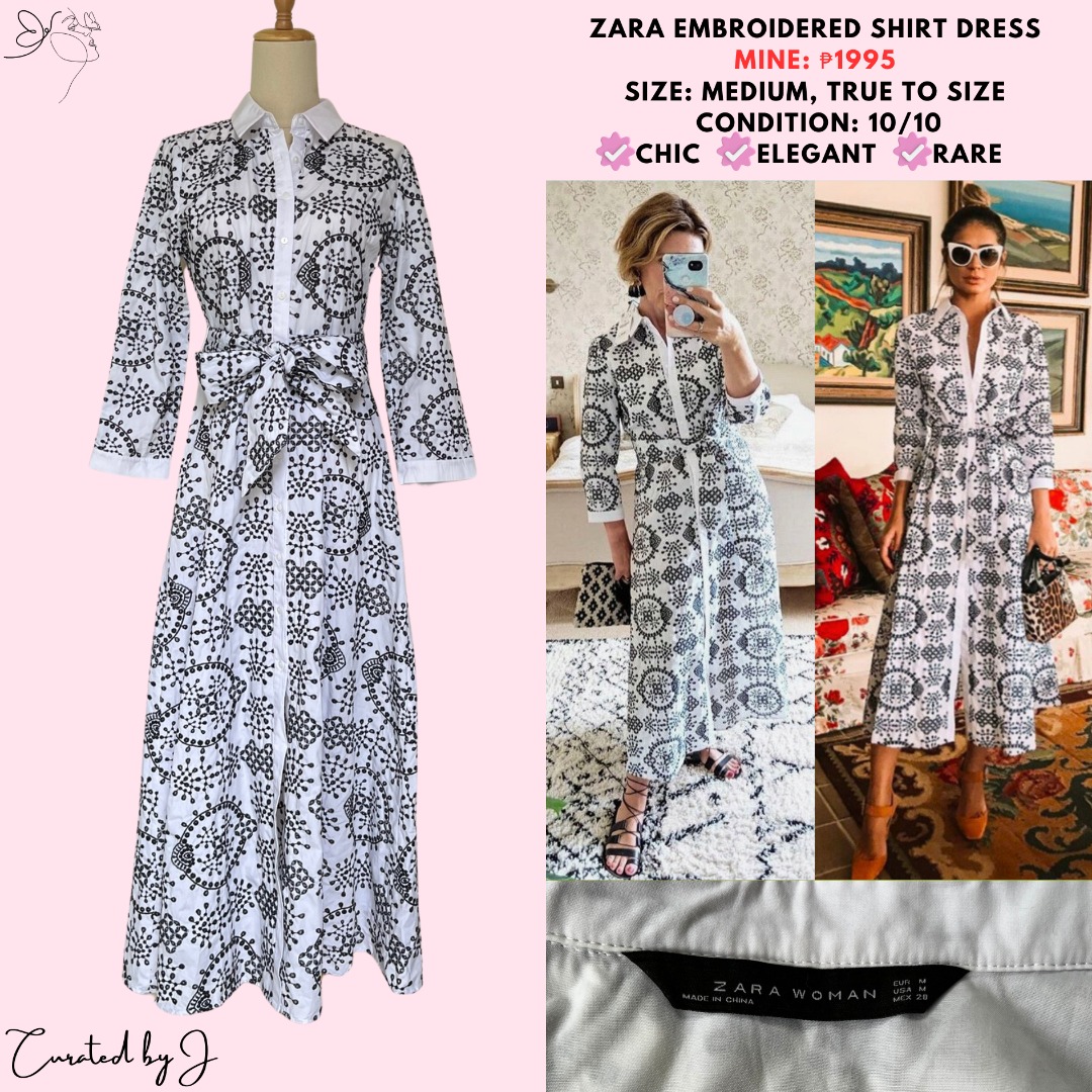 SUPER NICE ZARA EMBROIDERED SHIRT DRESS, Women's Fashion, Dresses ...