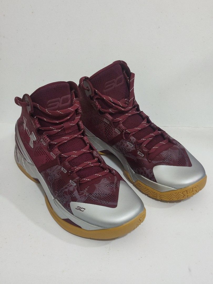 UNDER ARMOUR CURRY 2 RETRO Red + Basketball Ball, Men's Fashion ...