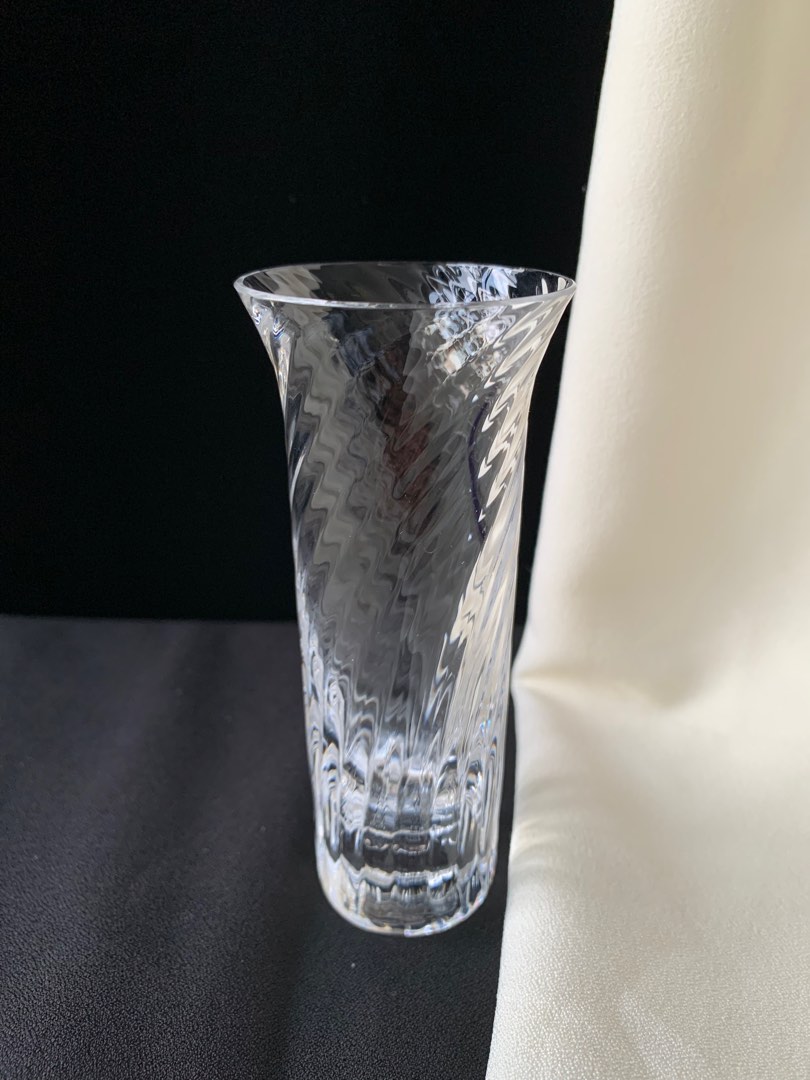 VINTAGE CIRCA 1980S 4” DARTINGTON ENGLAND HANDMADE 24% LEAD CRYSTAL FLARE RIPPLE VASE BY FRANK ...