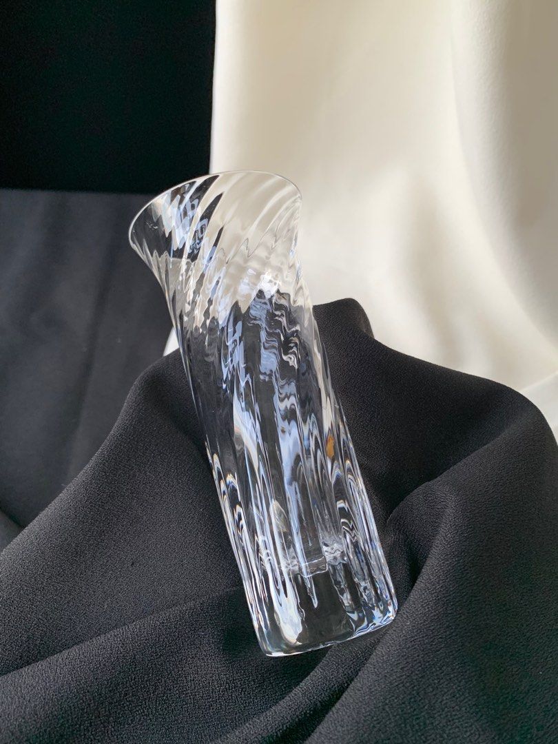 VINTAGE CIRCA 1980S 4” DARTINGTON ENGLAND HANDMADE 24% LEAD CRYSTAL FLARE RIPPLE VASE BY FRANK ...