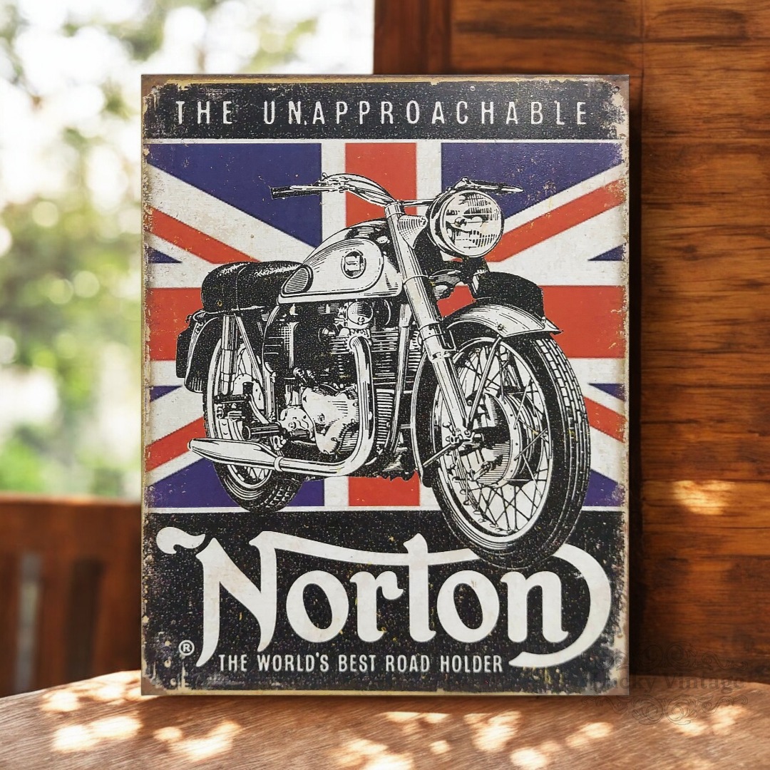 Vintage Made In Usa Norton The Worlds Best Road Holder Tin Sign Metal ...