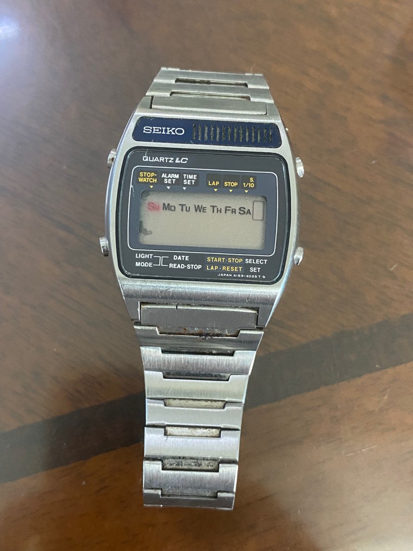 Vintage SEIKO A159-4039 G Digital CHRONOGRAPH Gold Running - No Battery ...