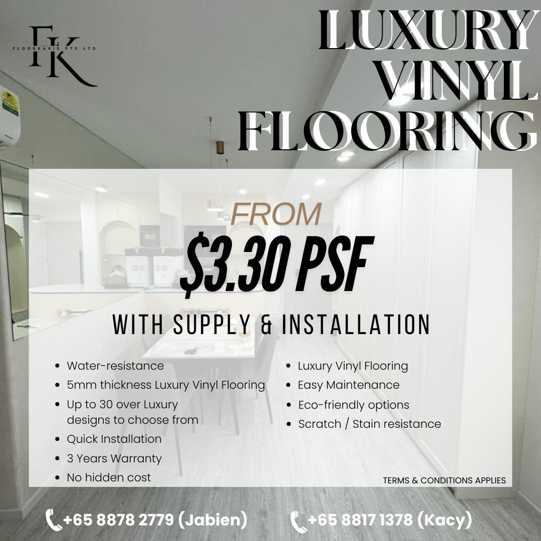 Vinyl flooring/Direct vinyl kakis/Luxury vinyl flooring/HDB vinyl floor ...