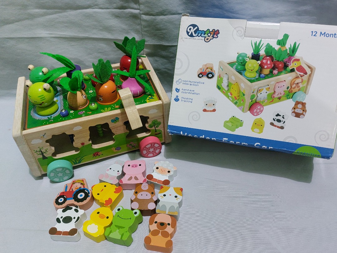 Wooden Farm Car Shape Sorting Montessori Educational Toy, Hobbies ...