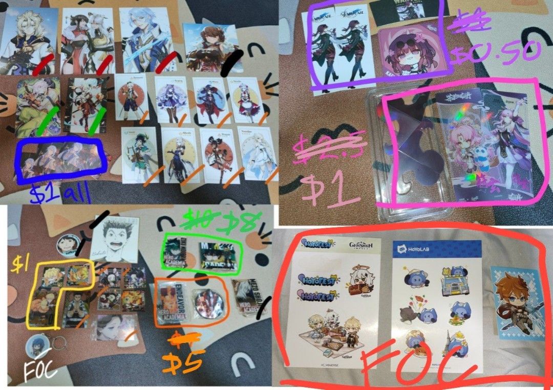 WTS Assorted anime merch Genshin, honkai star rail(hsr), haikyuu, mha ...