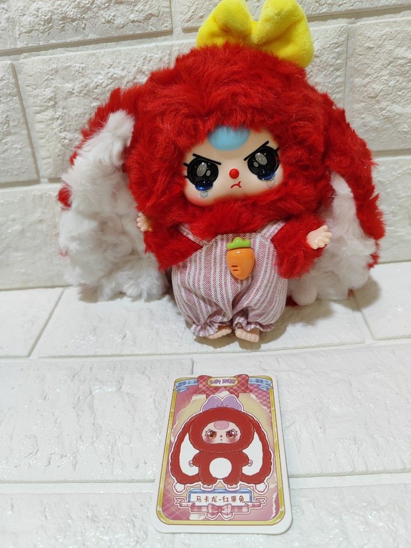 Baby Three Macaron V2 red rabbit with crying eyes keychain plushies ...