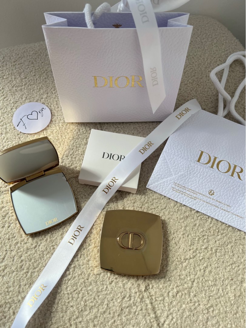 Dior beaute pocket mirror with box, paper bag and ribbon heavy not ...