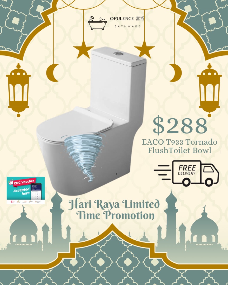 Eaco T933 Tornado Flush Toilet Bowl- CDC Voucher Accepted, Furniture & Home Living, Bathroom ...