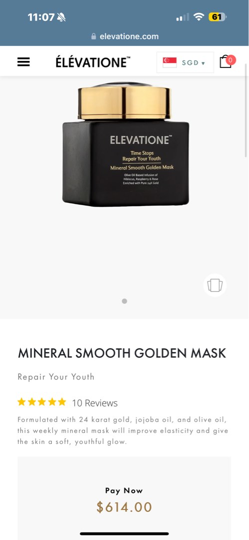 ELEVATIONE MINERAL SMOOTH GOLDEN MASK, Beauty & Personal Care, Face ...