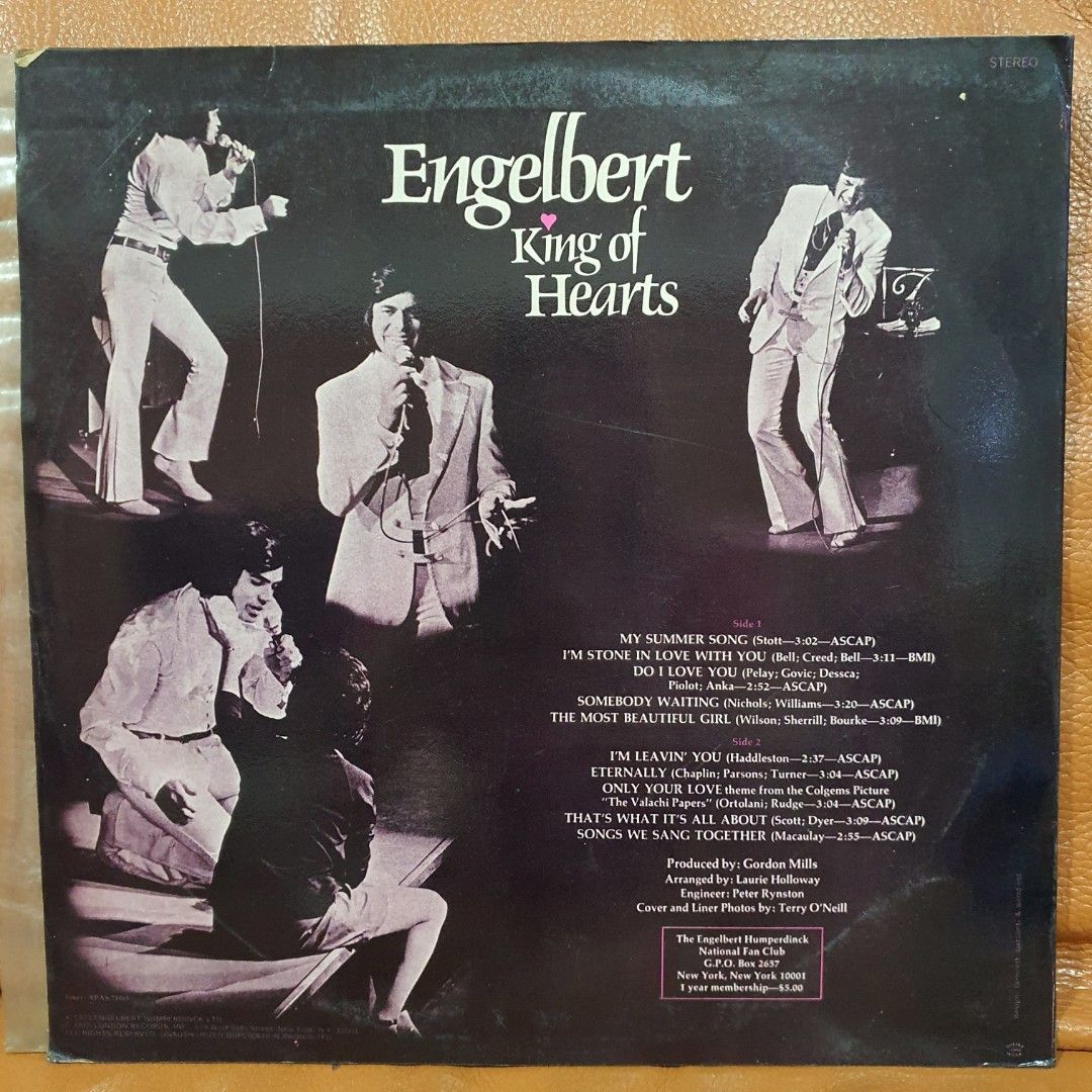 ENGELBERT HUMPERDINCK - KING OF HEARTS Vinyl Record LP, Hobbies & Toys ...