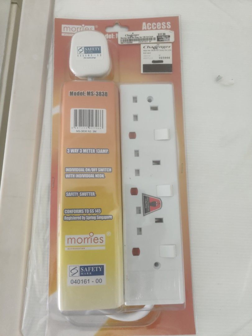 Extension Socket -3way/3M, TV & Home Appliances, Electrical, Adaptors ...