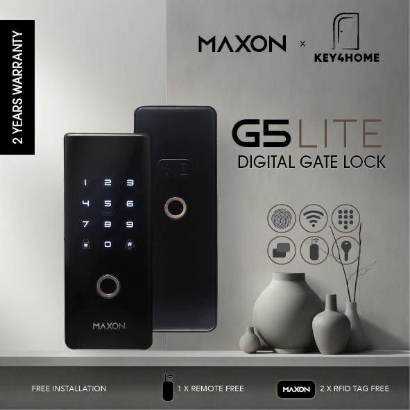 HDB Mild Steel Gate + Maxon G5 Lite Digital Gate Lock + Maxon M3 Lite ...