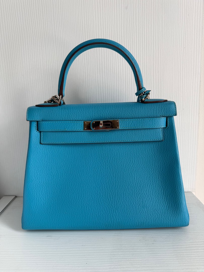 Hermes Kelly blue 28, Luxury, Bags & Wallets on Carousell