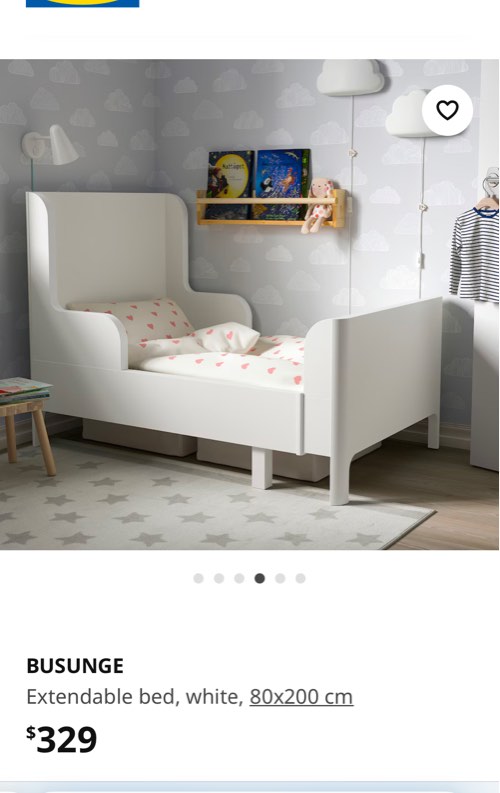 IKEA BUSUNGE Extendable bed with mattress and guardrail, Babies & Kids ...