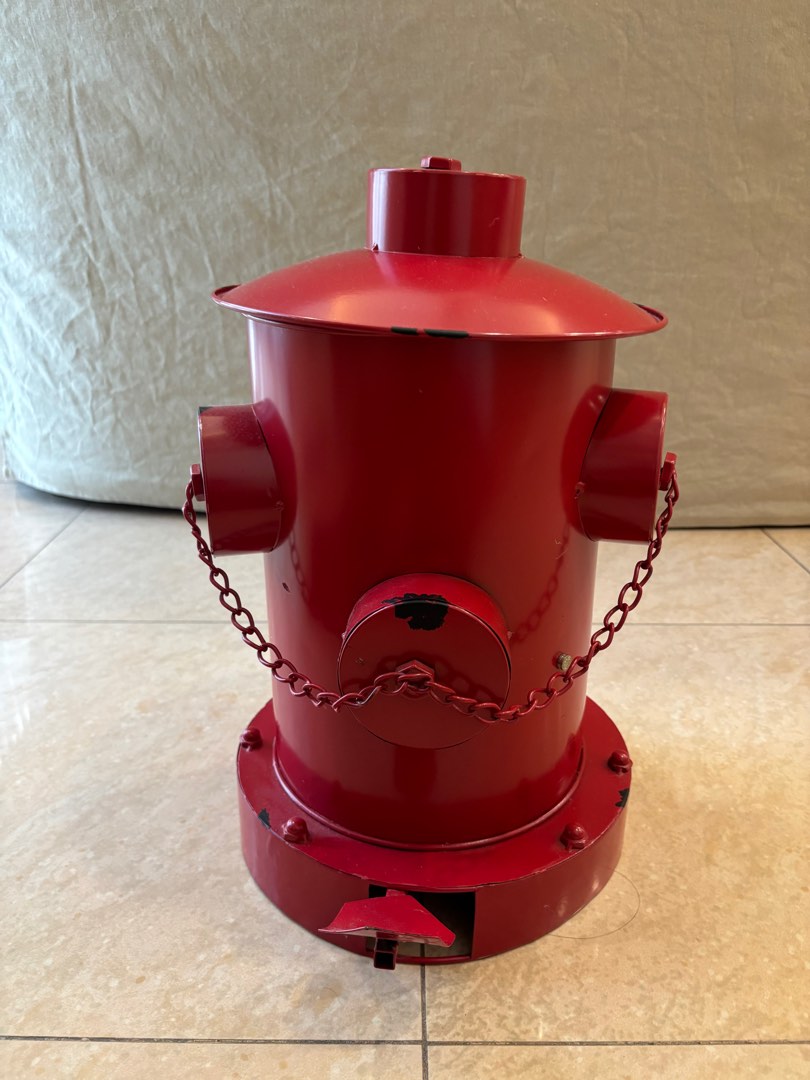 Industrial style fire hydrant mental dustbin, Furniture & Home Living ...