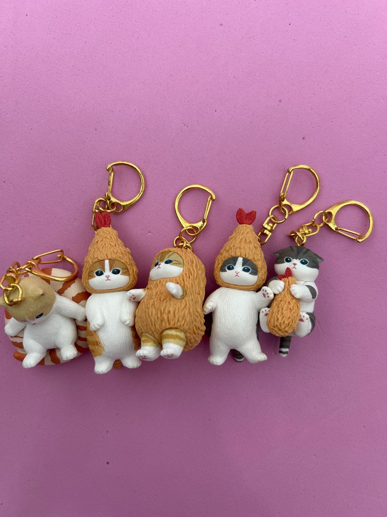 Japan KITAN CLUB Cat Fusandi Fried Shrimp Doll Key Ring mofusand ...