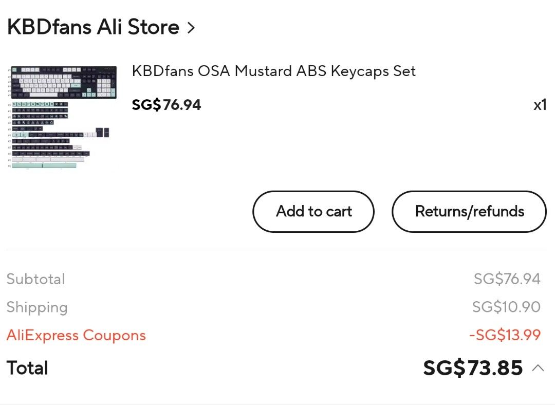 KBDFans OSA Mustard ABS keycap set for custom mechanical keyboards ...