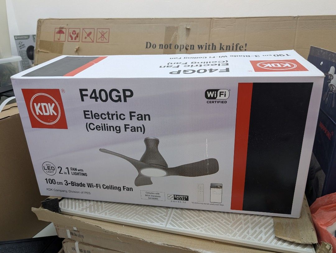 KDK Ceiling Fan F40GP (40cm, brown, LED light, WiFi capable), Furniture ...